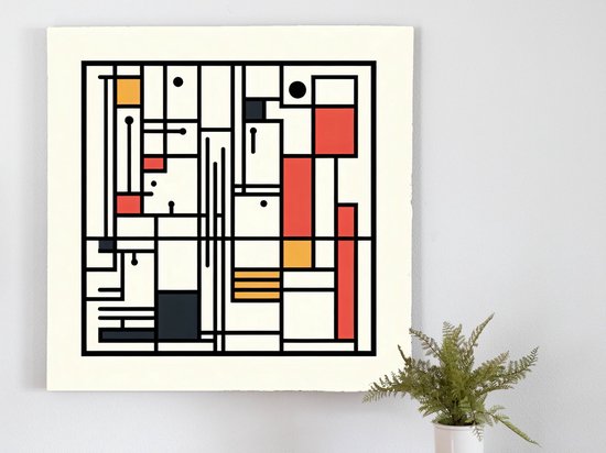 Line art mondriaan schilderij | Abstracte lijnenspel: een hommage aan ...