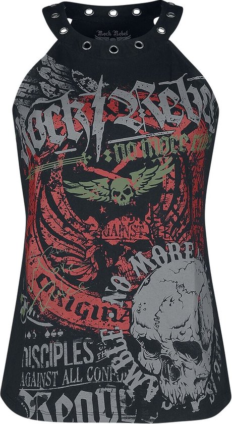 Rock Rebel by EMP Zwarte top met print en oogjes Vrouwen - L | bol