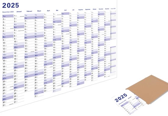 Jaarplanner Gelamineerd - jaarplanner 2025 - Wandkalender (98 x 68 cm ...