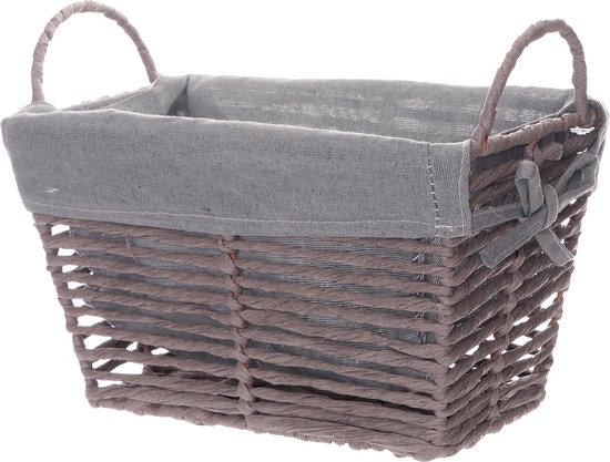 set 3 stevige mandjes broodmand grijs kunststof met stoffen inleg ...