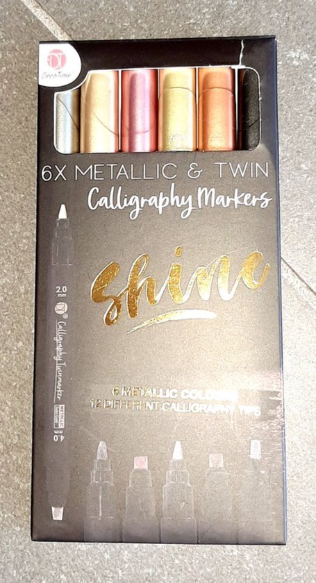 Decotime - 6x metallic twin calligraphy markers shine - kalligrafie ...