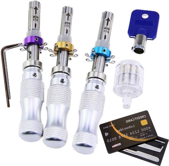 Tubular Lock Pick Tool Set - 3 Stuk met 7 Pin übungsschloss, Credit ...