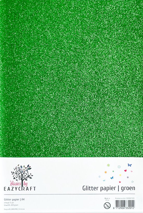 Eazycraft - Glitterpapier A4 - Groen (5st) | bol