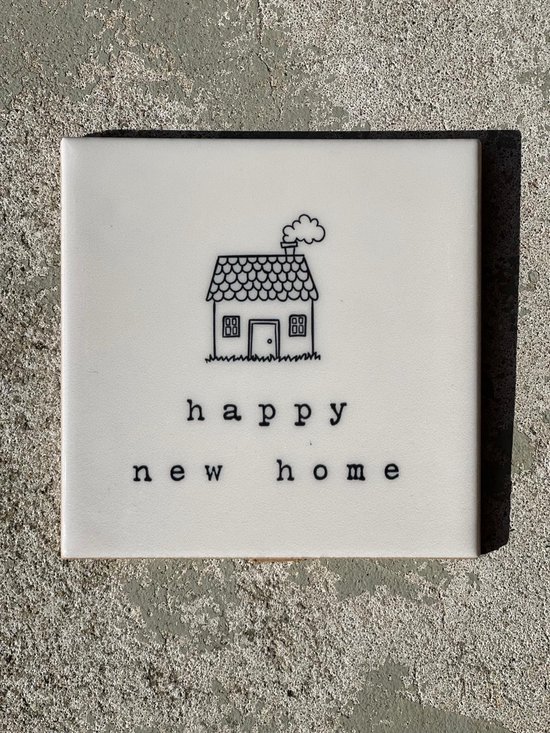 Tegeltje happy new home| Hippe Spreuktegel | Nieuwe woning cadeau ...