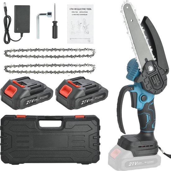 Mini Kettingzaag 21V - Elektrische Takkenzaag met 15 cm Zaagblad en 2 ...