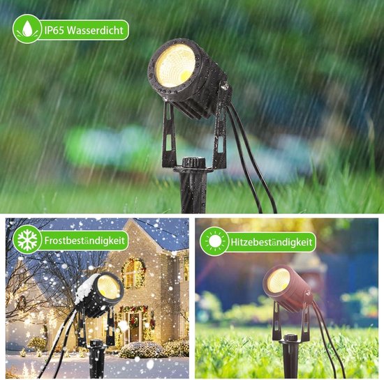 Tuinverlichting spots set - Met stekker & grondpen - IP65 waterdicht ...