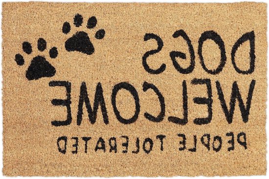Deurmat dogs welcome kokos 60x40 cm - Rubberen onderkant - Weervast ...