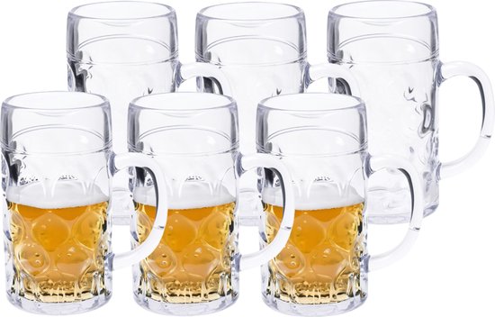 Depa Bierpul/bierglas - 6x - transparant - onbreekbaar kunststof - 500 ml -... | bol