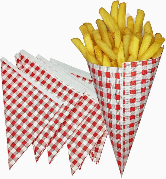 Papier Container voor Frietjes - 100 stuks Kegel Vetvrij Papier ...