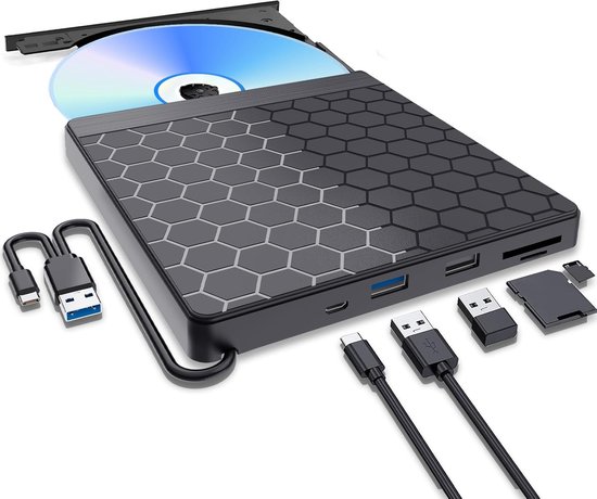 Extern DVD Brander USB 3.0 Type-C - Draagbare CD/DVD Lezer/Schrijver ...