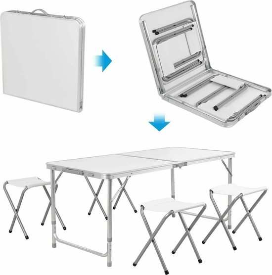 Vouwtafel Set van 5 Stuks - Aluminium Campingtafel 120 cm - Opvouwbaar ...