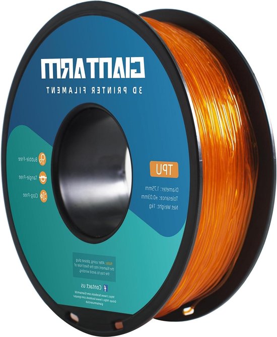 TPU 175 mm filament voor 3D-printers - 1 kg transparant oranje | bol