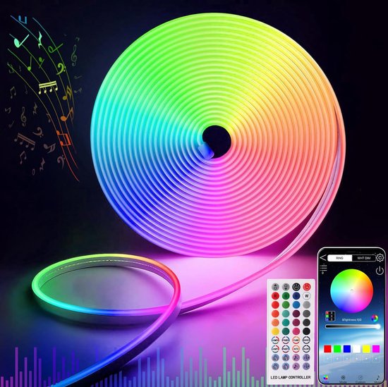 Neon LED Strip - 5M RGB Neon Strip Verlichting, Bedienbaar via Externe ...