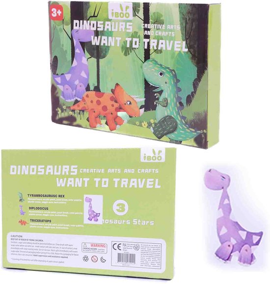 PIA Soft Toys - 3D Dinosaur DIY kit paars - Diplodocus - 23 x 16 x 3 cm ...