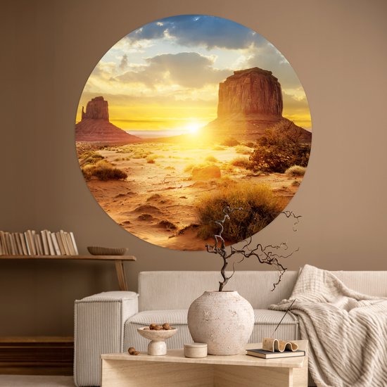 WallCircle - Behangcirkel - Natuur - Zand - Zonsondergang - Stenen ...