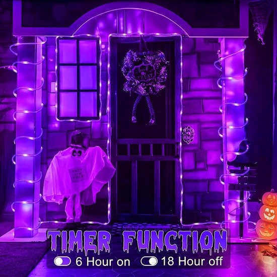 Kerst decoratie buiten Paarse LED Kerstverlichting 36 LED met Timer ...