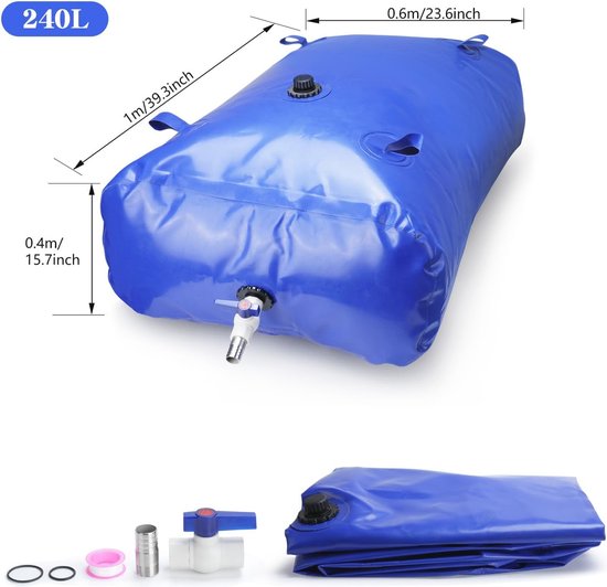 Réservoir d'eau mobile pour l'extérieur - Sac à eau pliable de 240 L avec tapis... | bol