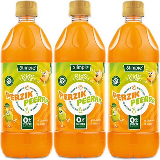 Slimpie - Perzik Peerrr Kids Siroop - 3x 580ml | bol