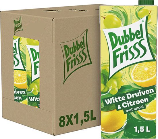 Dubbelfrisss - Frisdrank - Witte druif & Citroen 8 x 1,5 liter | bol