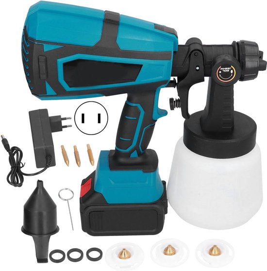 Elektrisch spuitpistool - Draadloos oplaadbaar - 21 V lithiumbatterij - 1000 ml -... | bol