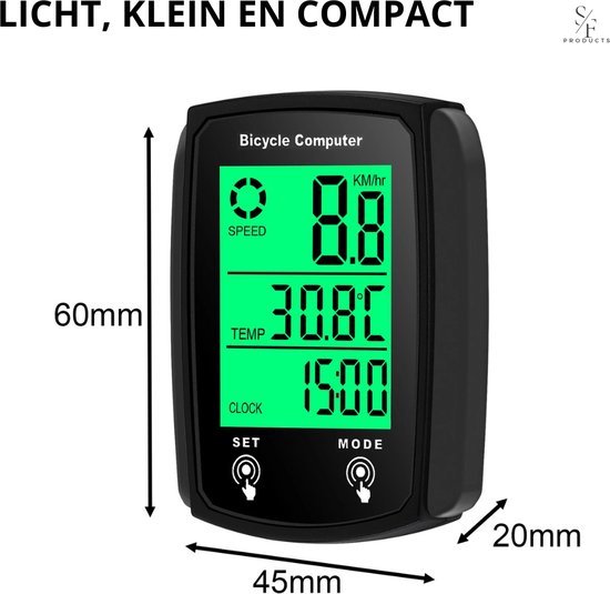Kilometerteller Fiets - Snelheidsmeter Fiets met LCD-scherm - Kilometer ...