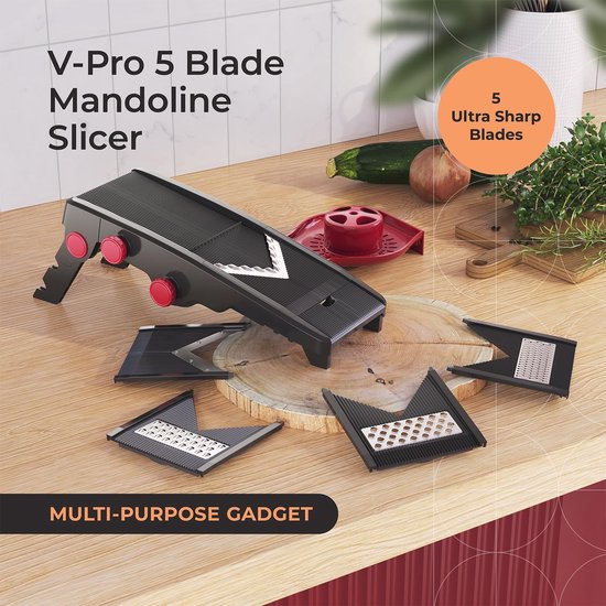 Premium Kwaliteit V-Pro Multi Blade Verstelbare Mandoline Kaas/Verdeler ...