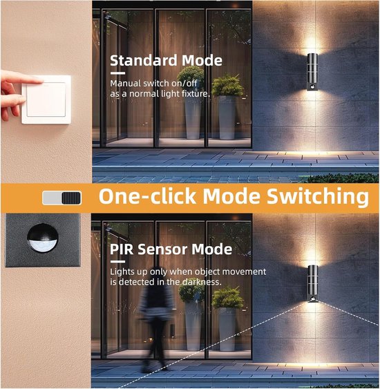 Moderne Buitenlamp met Bewegingsmelder en LED, IP44 - Wandlamp voor ...