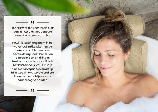 HelloBath® - Luxe Badkussen (afritsbaar) - Kussen voor in bad - Nek- en ...