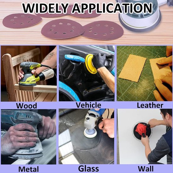 100 stuks 8 gaten 125mm rond schuurpapier - excentrische schuurmachines ...