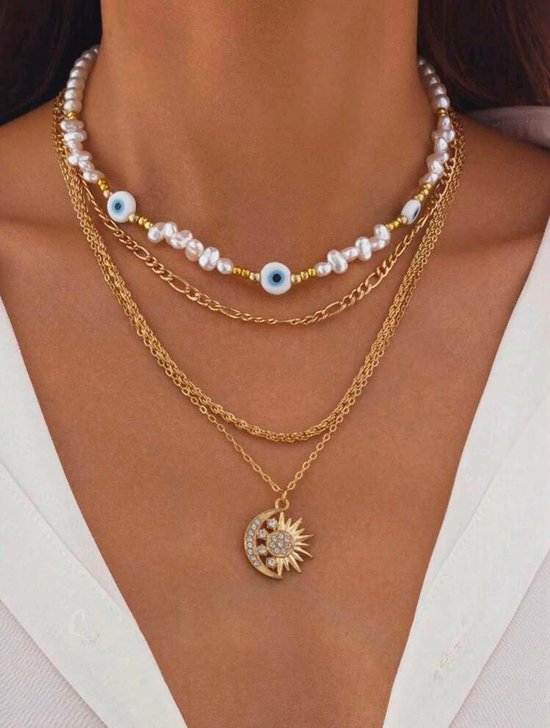 Dames Ketting Set - Vintage Glamour Kettingset met Oog voor Detail - 4 ...