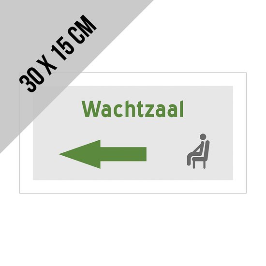Pictogram/ bord | "Wachtzaal" - pijl naar links | 30 x 15 cm ...
