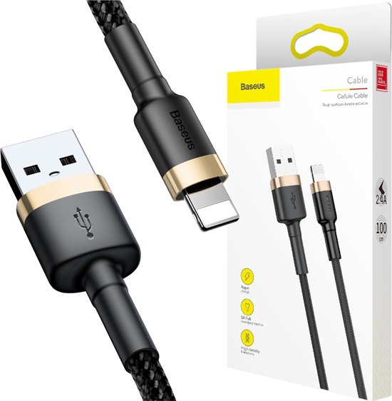 Baseus Cafule Oplaadkabel Duurzame Nylon Kabel USB Naar Lightning 1M ...