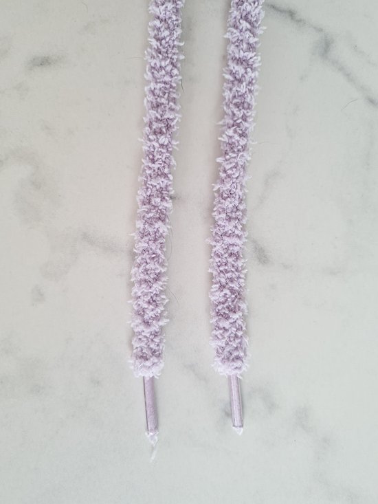 Schoenveters rond uni fluffy lila - 120cm met transparante nestels - Lace it Up veters... | bol