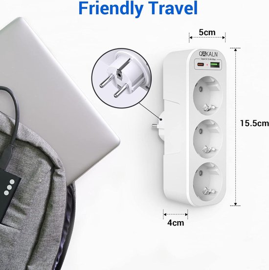 Stopcontact beveiliging USB C stekker - Stopcontact splitter met 2 USB ...