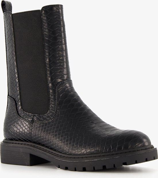 Blue Box dames croco chelsea boots zwart - Maat 37 | bol