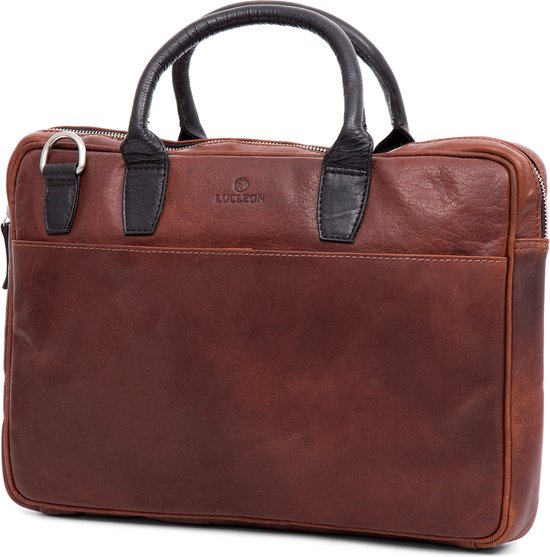 Lucleon - Heren - Bruin Leer Laptoptas | bol