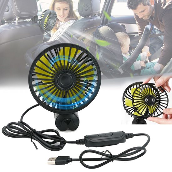Usb Ventilator - Auto Ventilator - Airco - Zwart met Groen | bol