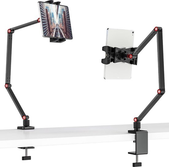 Verstelbare Tablethouder voor Desktop - Handsfree Tablet Montageklem ...