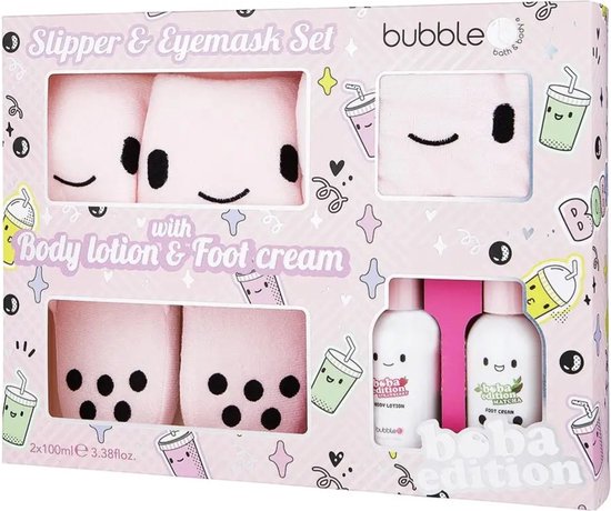Boba Tea Slipper & Lotion cadeauset ( 2 x 200 ml) | bol