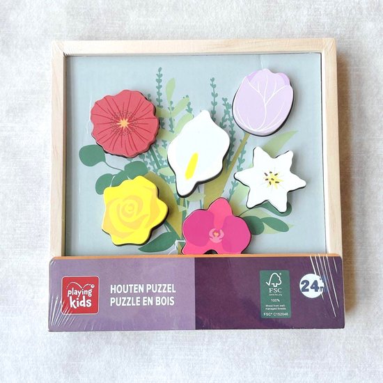 Houten Leg Puzzel - Bloemen - Playing Kids | Games | bol