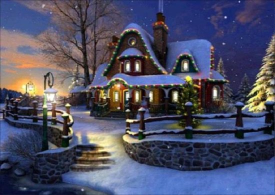 Diamond Painting – versierd huis / huisje in de sneeuw – 30*40 CM ...