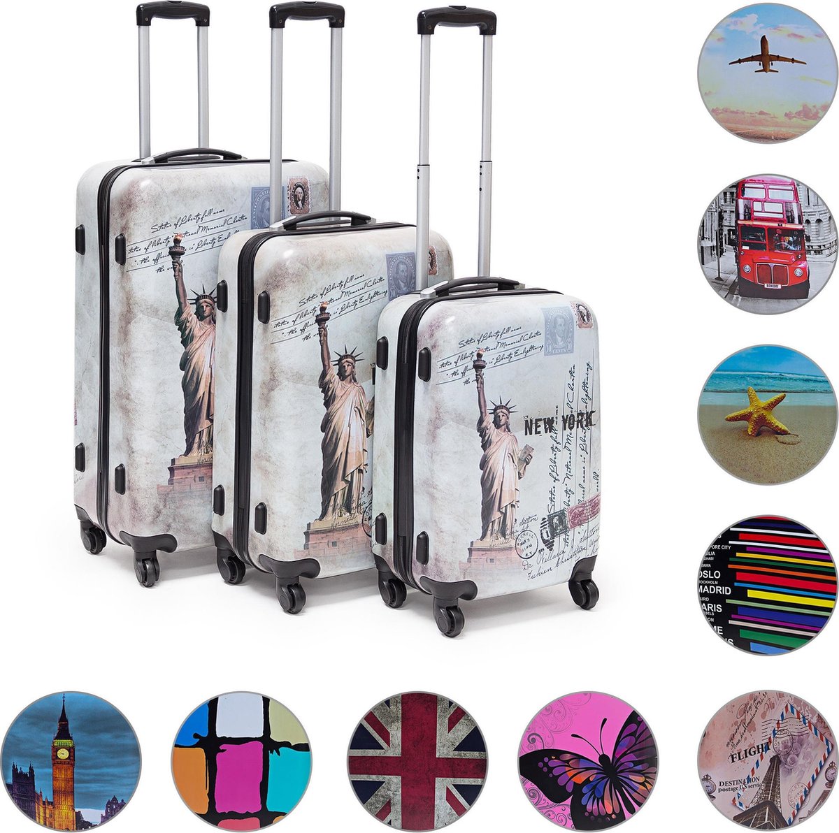 relaxdays - kofferset 3 stuks - reiskoffer - koffer - trolleykoffer ...