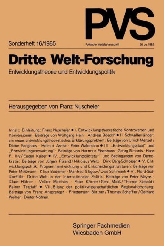 Dritte Welt-Forschung | 9783663000167 | Prof Dr Franz Nuscheler ...
