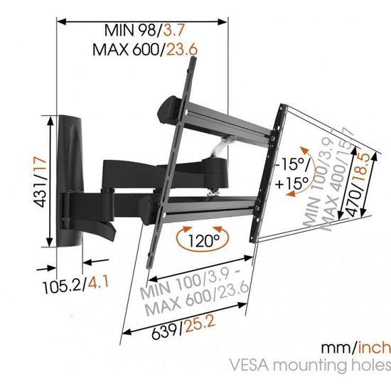 Vogel's WALL 2350 FORWARD TURN 120 Vogel's WALL MOUNT 40-65 INCH | bol.com