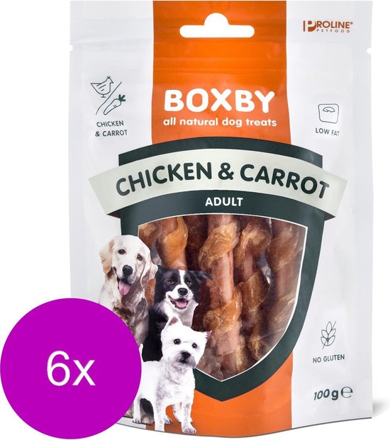 Proline Boxby Chicken/Carrots Sticks 100 g - Hondensnacks - 6 x Kip ...