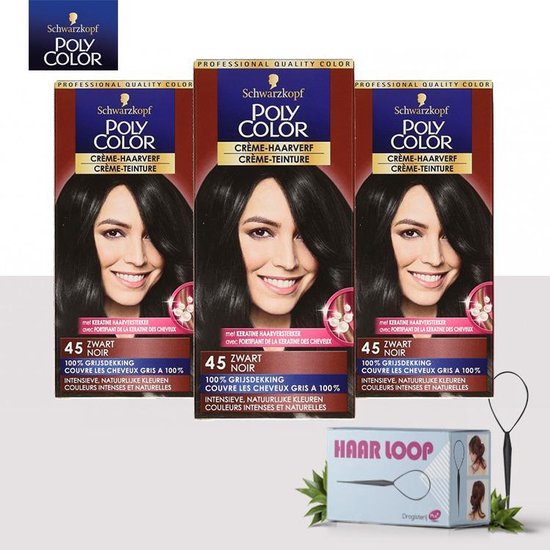 Schwarzkopf Poly Color Creme Haarverf - 45 Zwart - 3 Pack ...