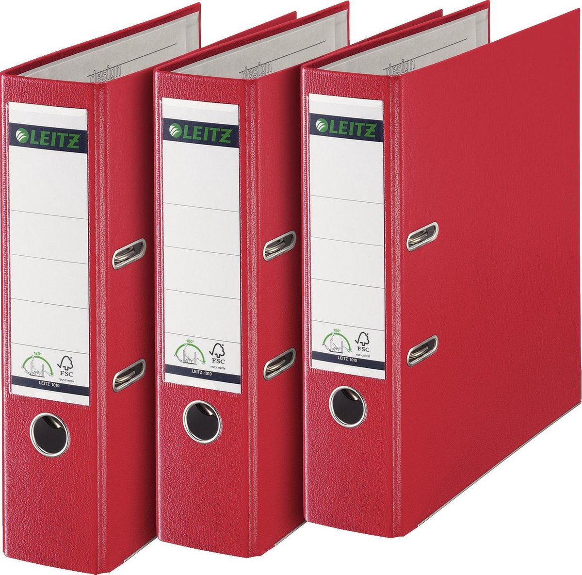 Leitz 180° Ordner Kunststof - 80 mm - 3 stuks - A4 - Rood | bol