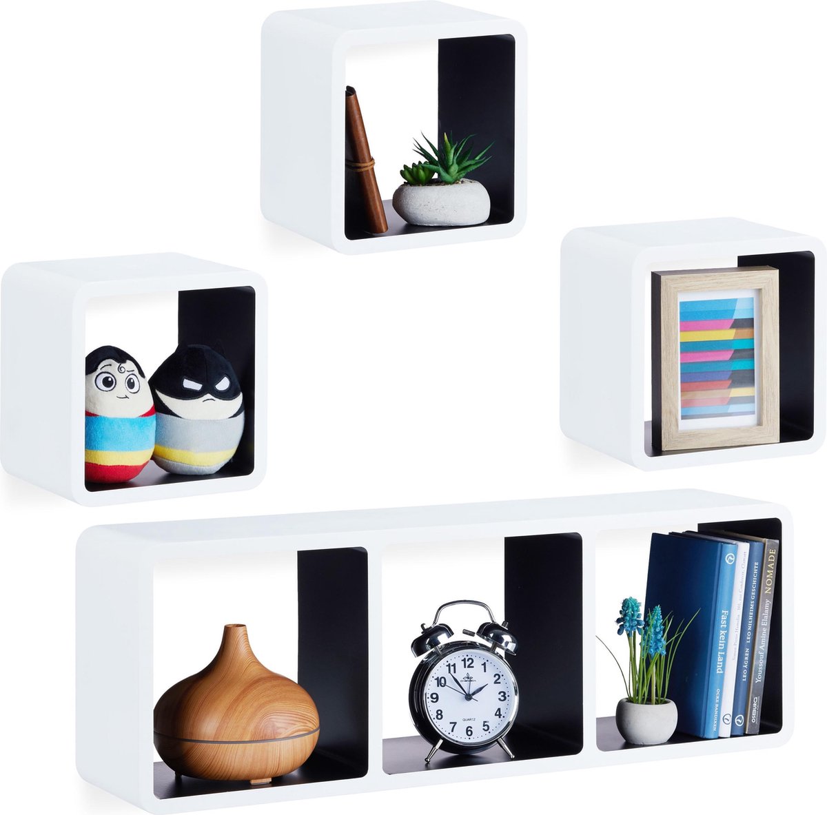relaxdays wandbox kubus - Set van 4 stuks - wandboard hout - wandplank ...