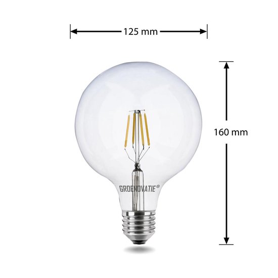 Groenovatie Led Filament Globelamp E27 Fitting 4w 160x125 Mm Warm