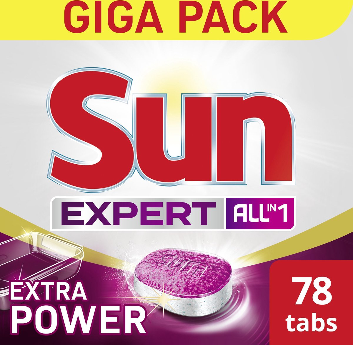 Tablettes tout-en-un Extra Power pour lave-vaisselle Sun - 78 pièces ...